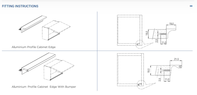 Aluminium Profile Cabinet Edge – Heritage