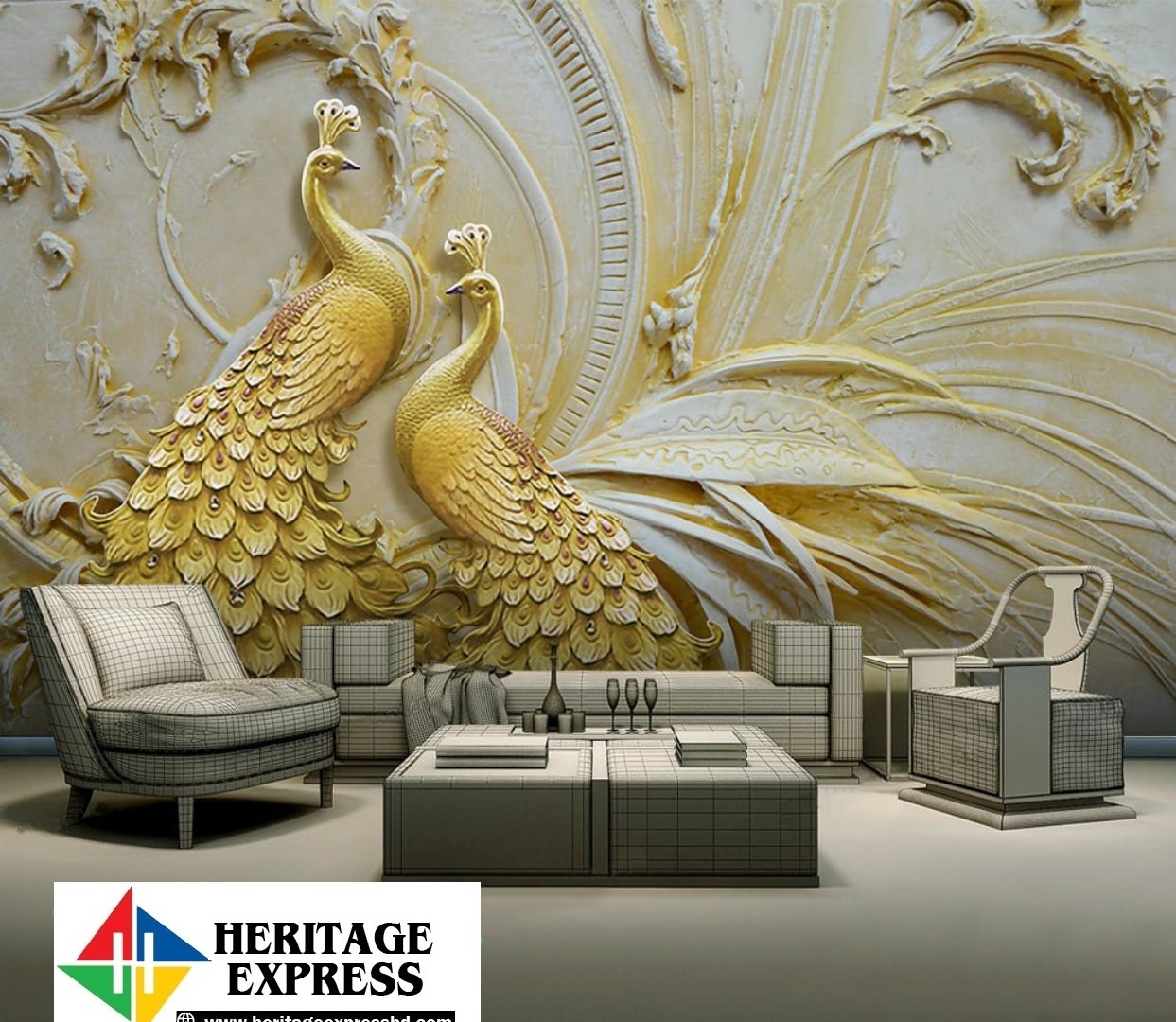 PVC 3D Wallpaper Print Indoor Wall Mural – Heritage